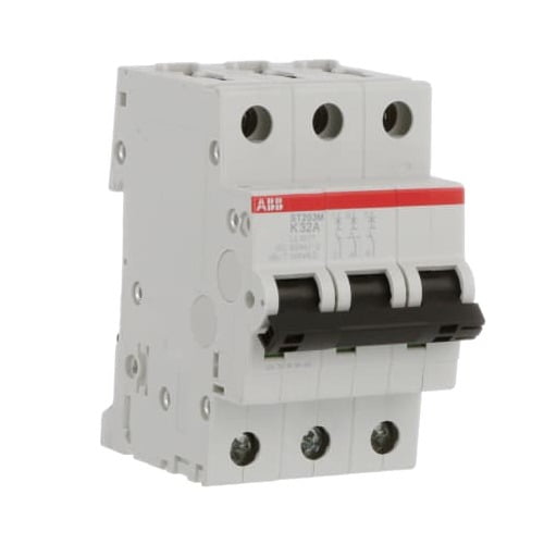 ABB ST203M-K32, Circuit Breaker; Miniature; DIN Rail Mount; K Curve; 3 Pole; 32A - Walmart.com