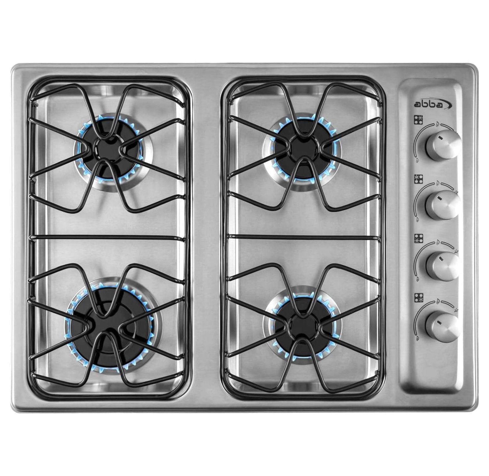 ABBA 24" 4-Burner Stainless Steel Gas Cooktop With Automatic Ignition ...