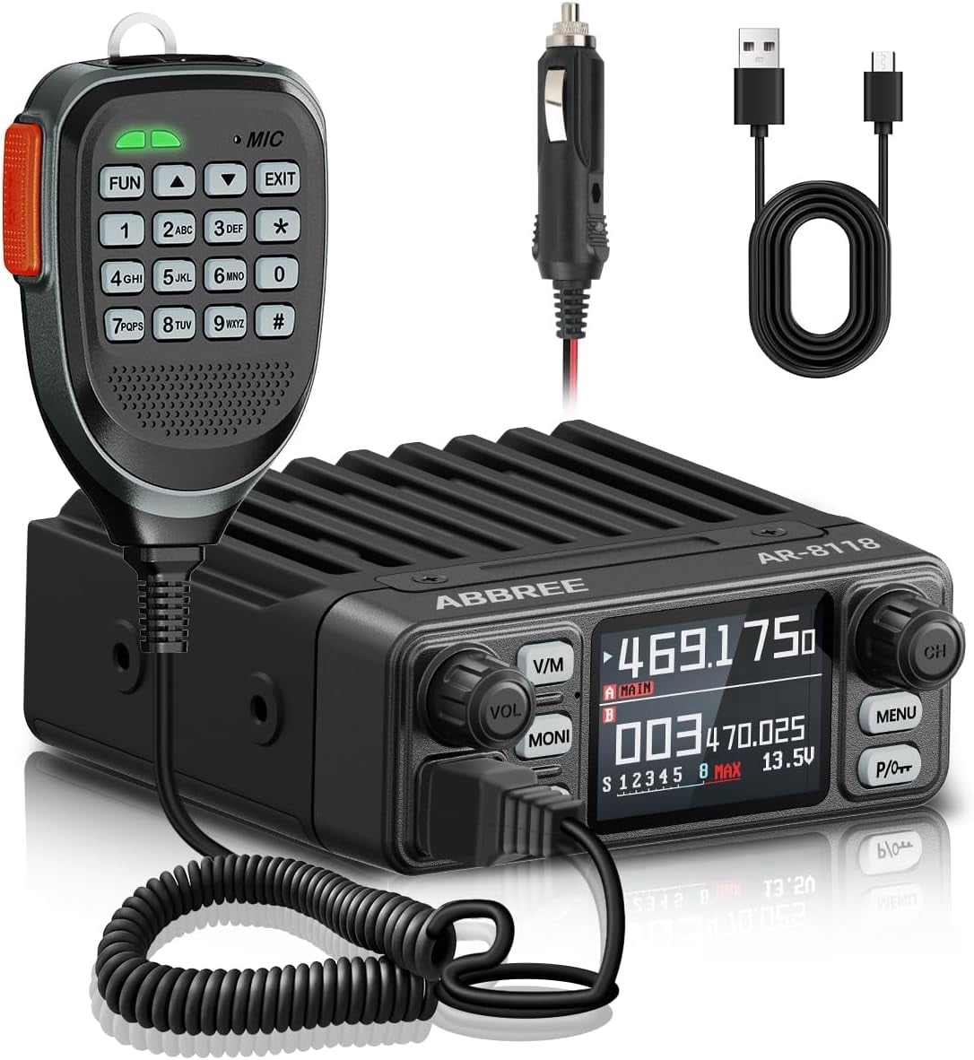 ABBREE GMRS Mobile Radio, 25-Watts Long Range Car Radio GMRS channels ...