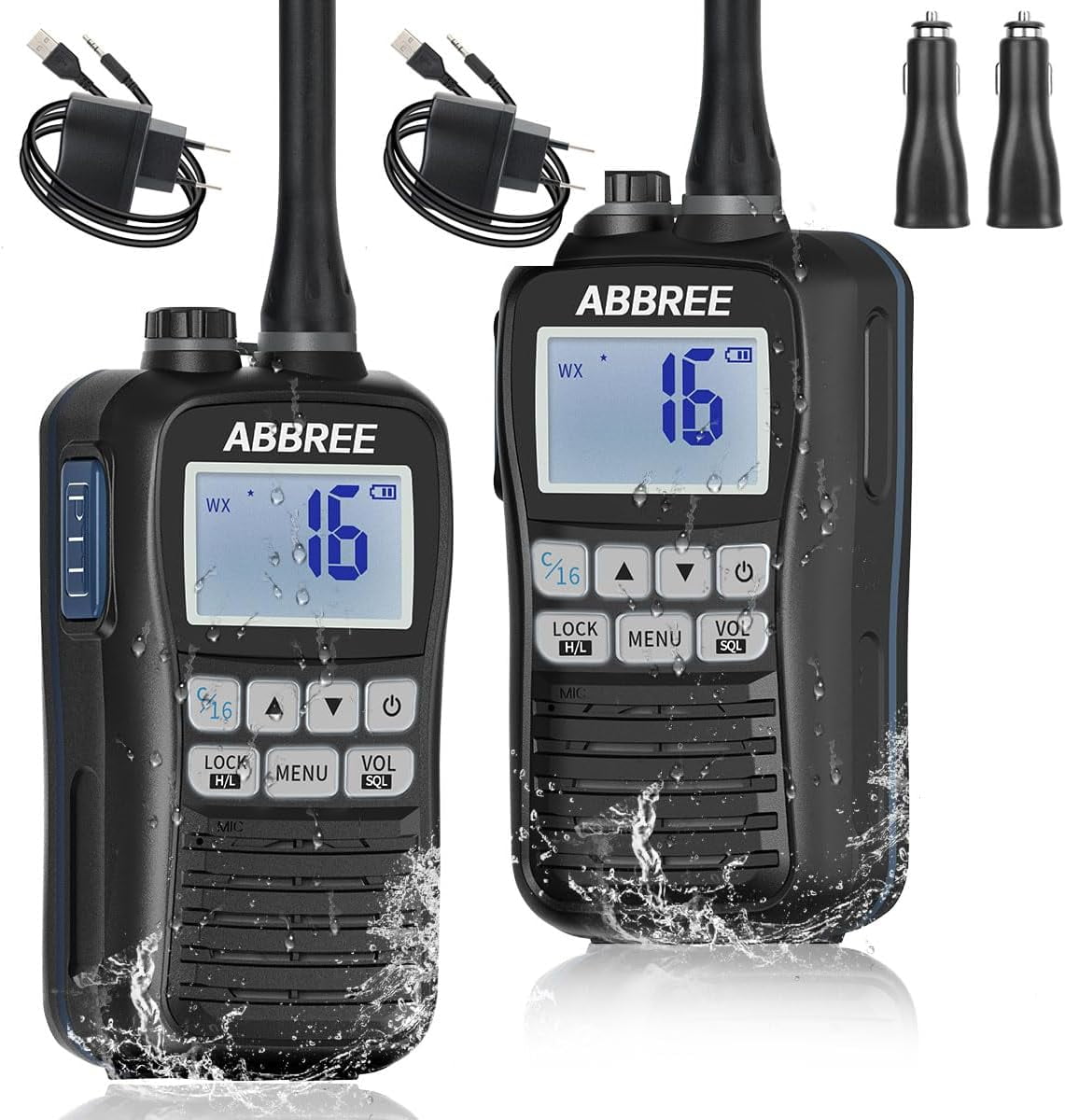 ABBREE Handheld Marine Radio with Submersible Design Floating IP67 ...