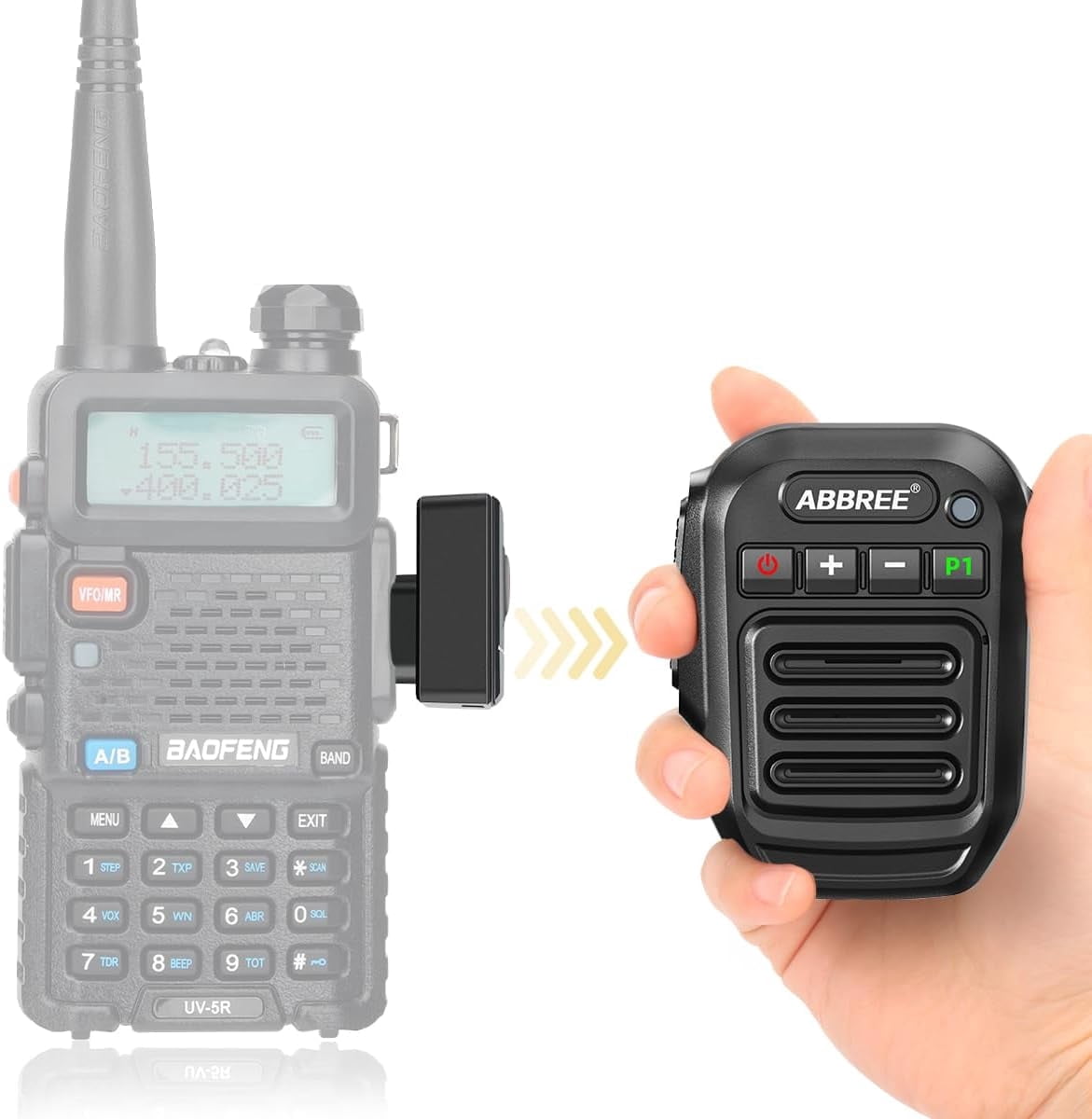 Abbree, Walkie Talkie Headset, Wireless Handheld Microphone, Black ...