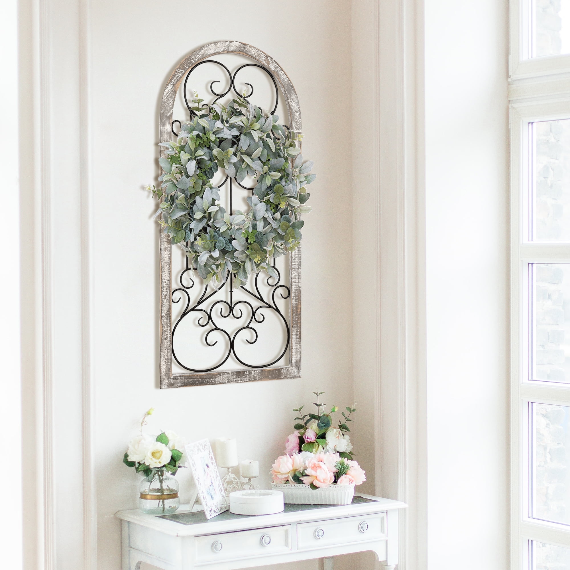 ABBSR Arch 43.3in. H Wall Pediments,Vintage Windowpane Wall Decor Have ...