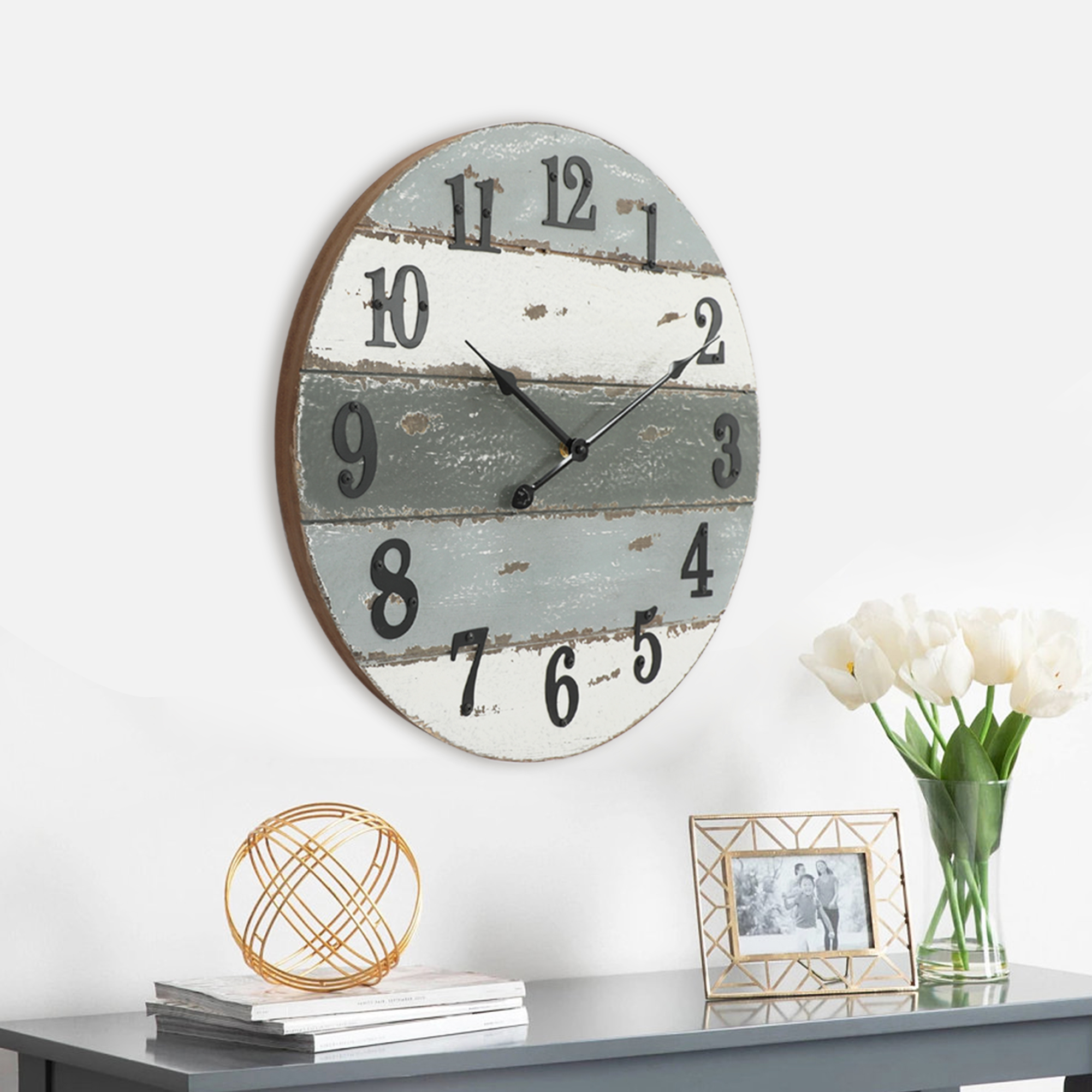ABBSR Metal 18in Arabic Numerals Wall Clock,Vintage Gradient Silent ...