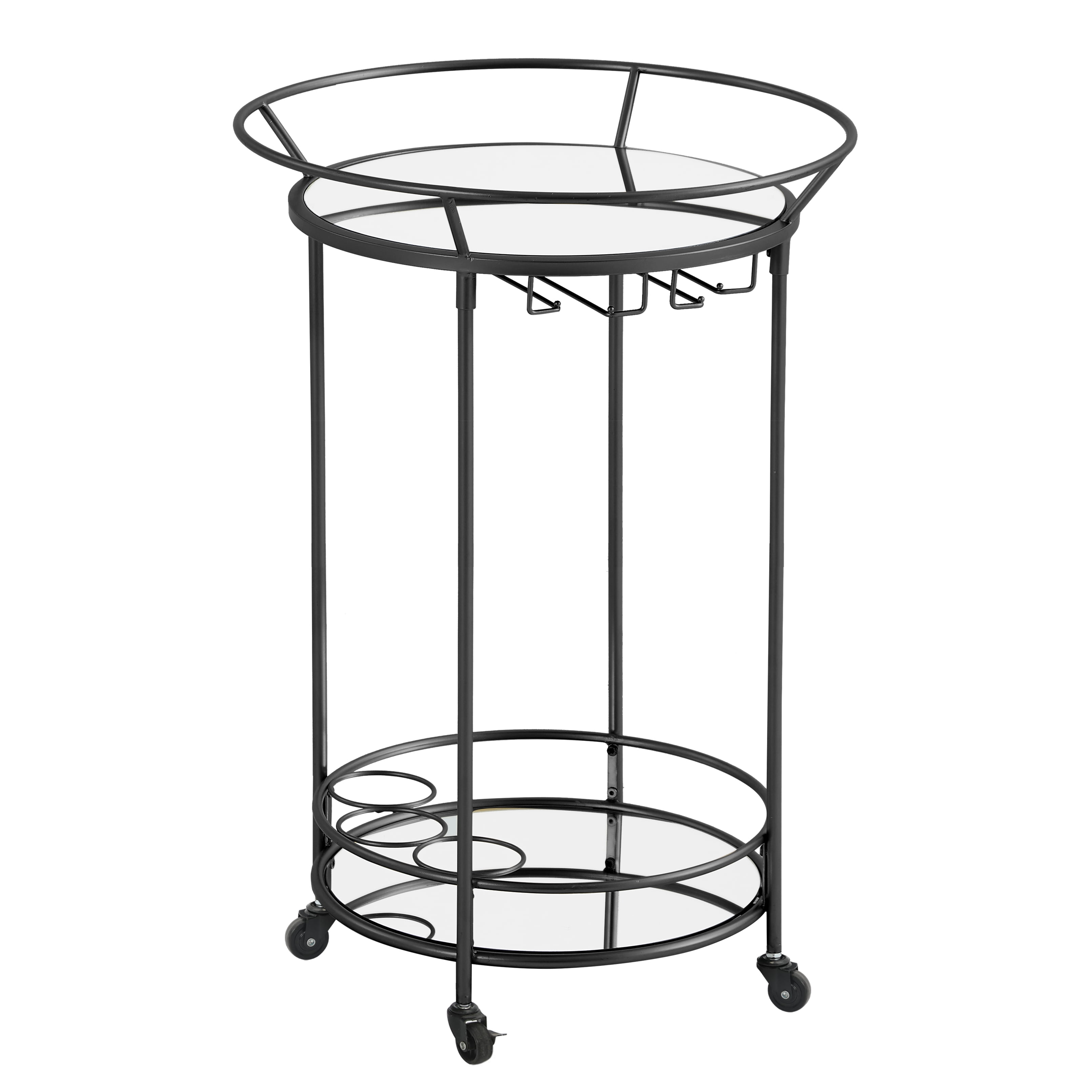 ABBSR Round Black Rolling Bar Cart with Universal Wheels,Mobile Wine ...