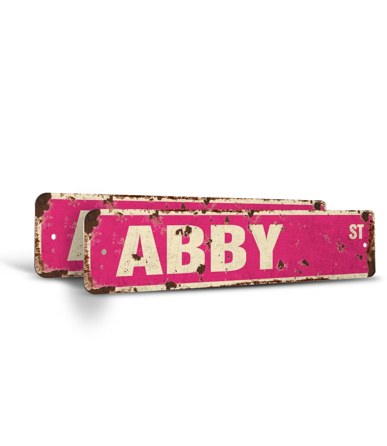 ABBY Vintage Style Rustic Street Sign – (2 Pack) Childrens Name Room ...
