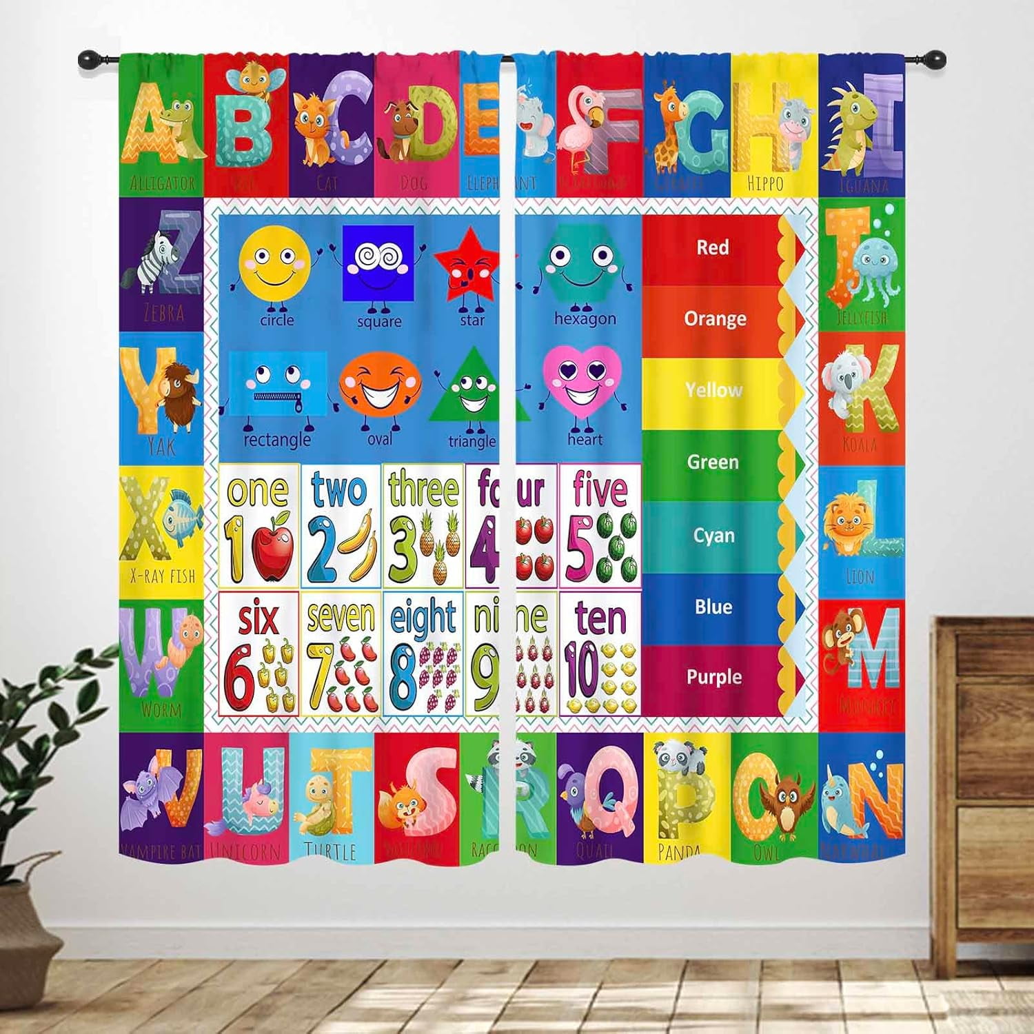 ABC Alphabet Classroom Curtains,Cartoon Colorful Animal Funny Education ...