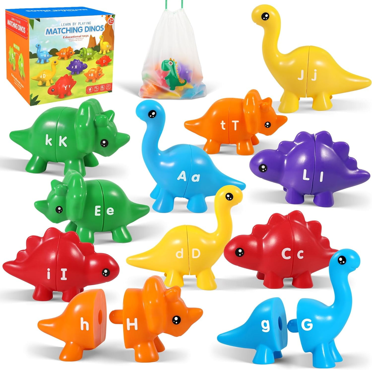 ABC Alphabet Dinosaurs Matching Learning Toy for Kids 2-4, 3-5, 26PCS ...