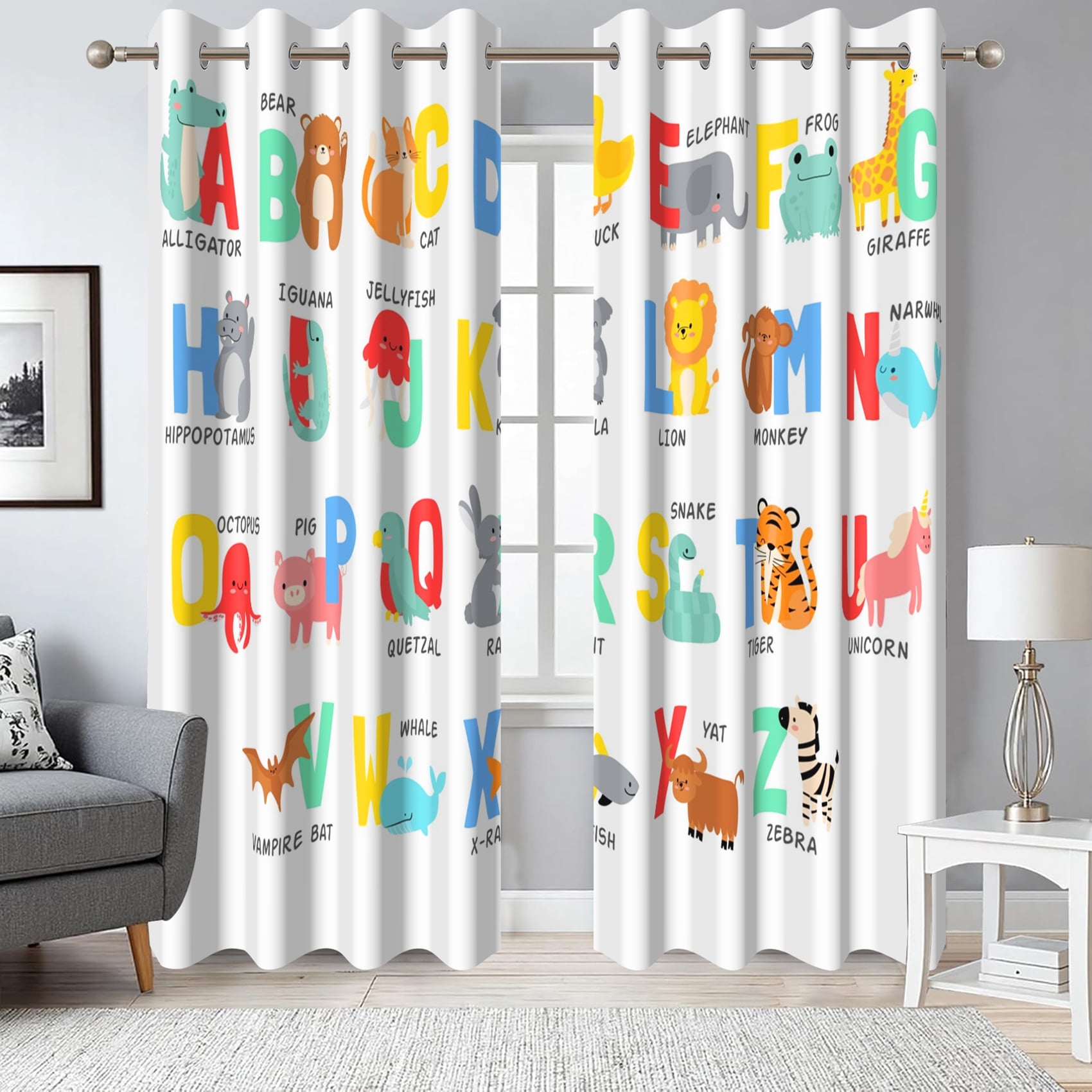 ABC Alphabet Kids Curtains,Fun Educational Learning Drapes for Girls ...