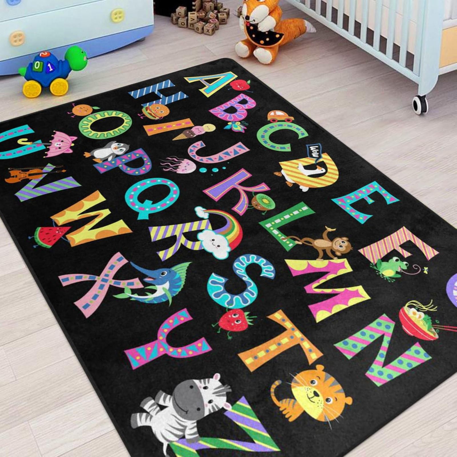 ABC Alphabet Rug, Classroom Playmat Rugs - Kids Carpet With Rubber ...