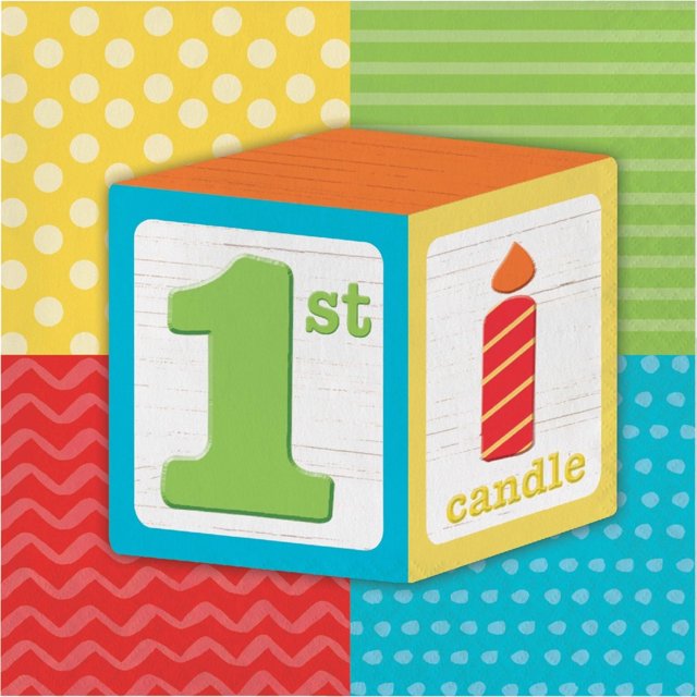 ABC Blocks 1st Birthday Napkins, 16 pk - Walmart.com