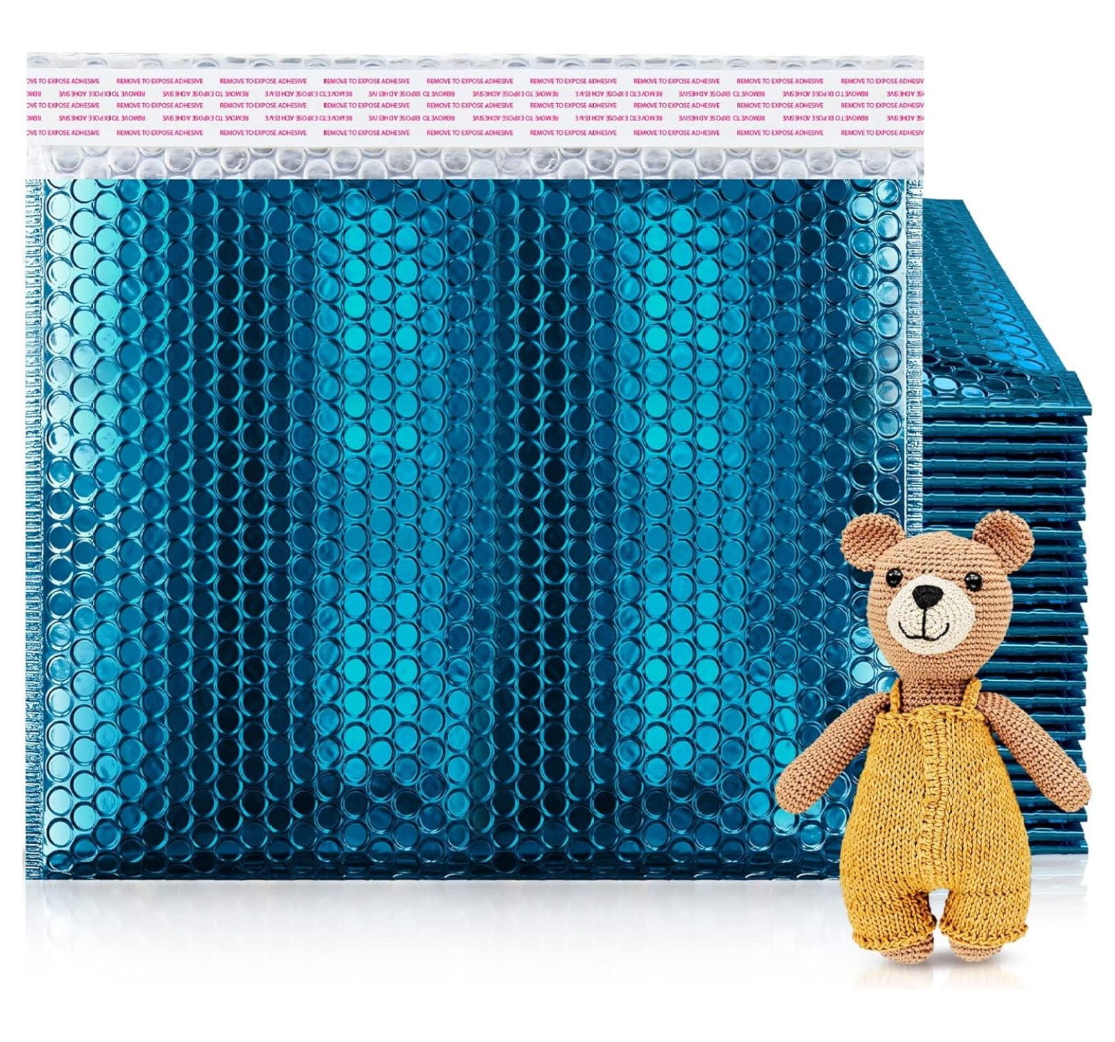 ABC Blue Metallic Bubble Mailers, 13 x 10.5 Inches. 25 Pack Bubble ...
