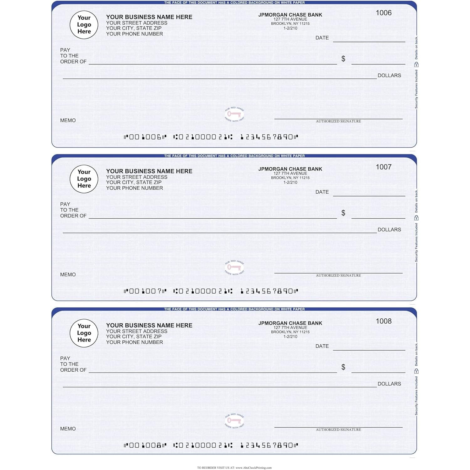 ABC Business Checks Compatible w/Quick Books, 3 On A Page, 300 Checks ...