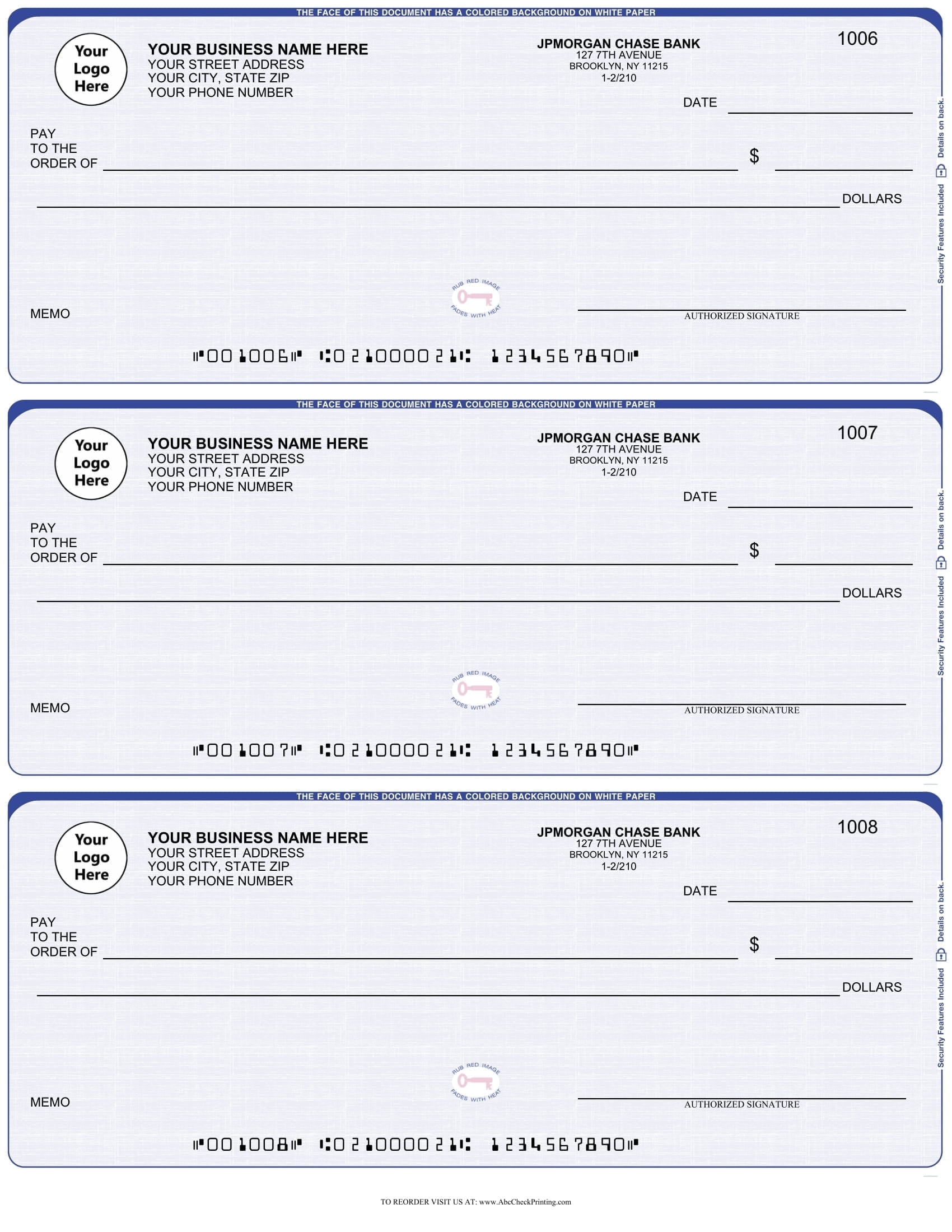 ABC Business Checks Compatible w/Quick Books, 3 On A Page, 300 Checks ...