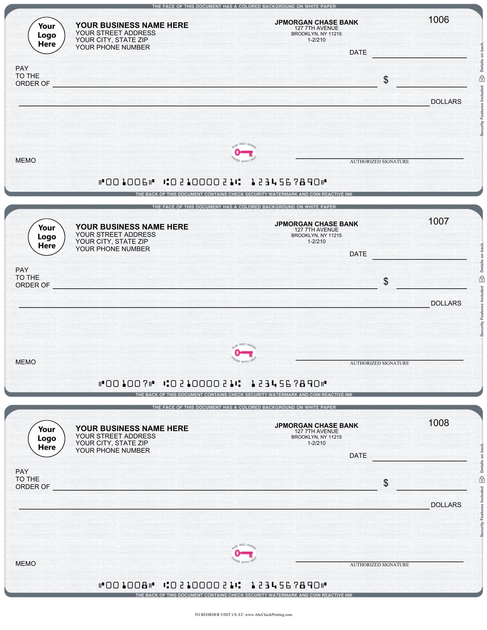 ABC Business Checks Compatible w/Quick Books, 3 On A Page, 300 Checks ...