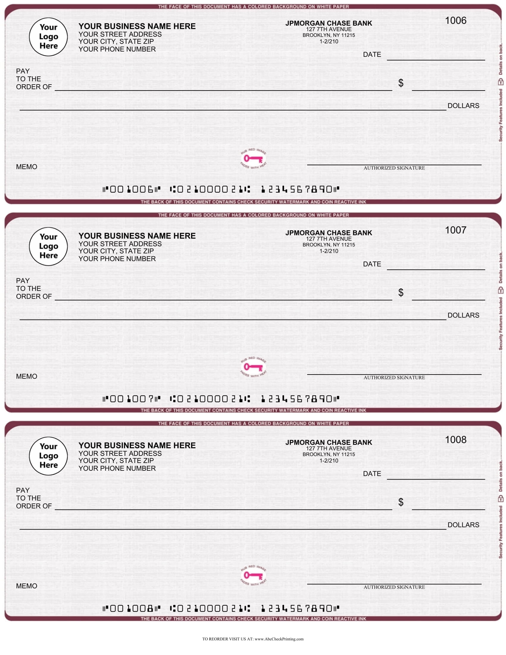 ABC Business Checks Compatible w/Quick Books, 3 On A Page, 300 Checks ...