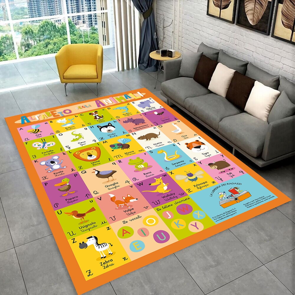 ABC Cartoon Alphabet Carpet Crawlings Playroom Early Eduion Area Rug ...