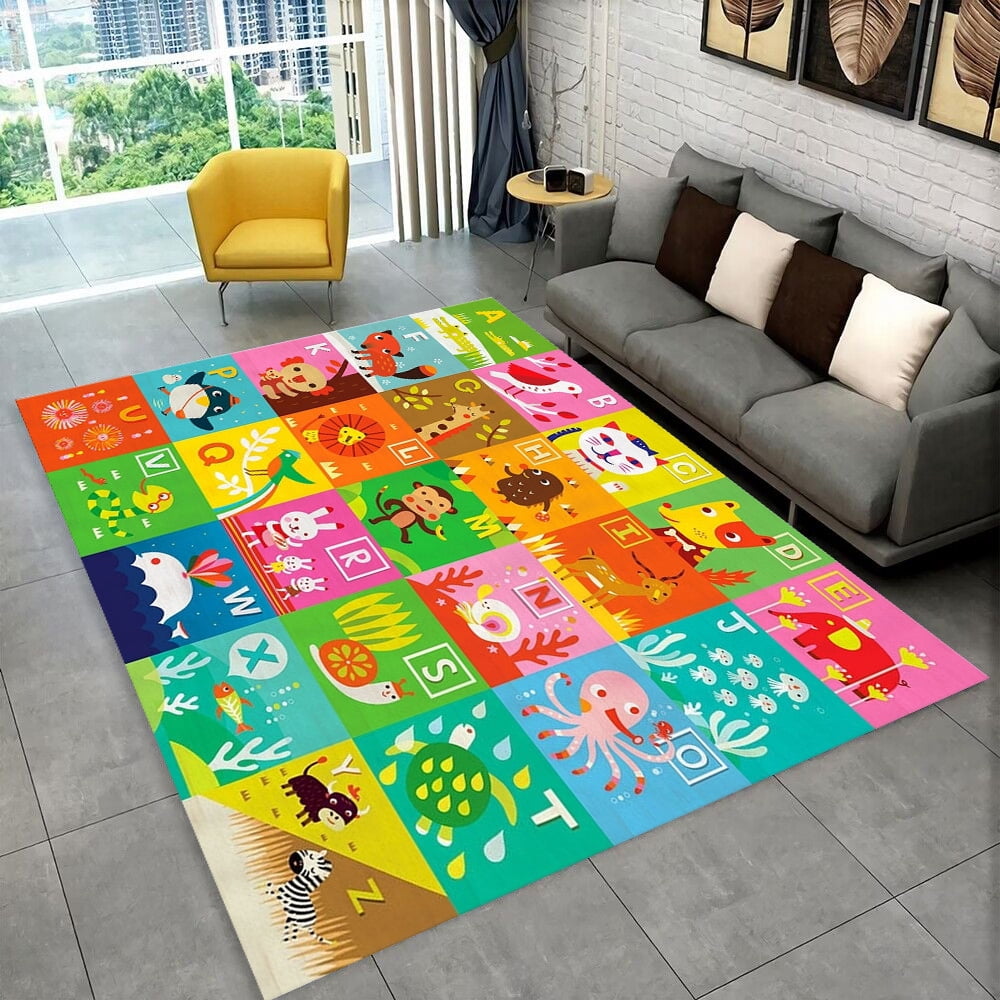 ABC Cartoon Alphabet Carpet Crawlings Playroom Early Eduion Area Rug ...