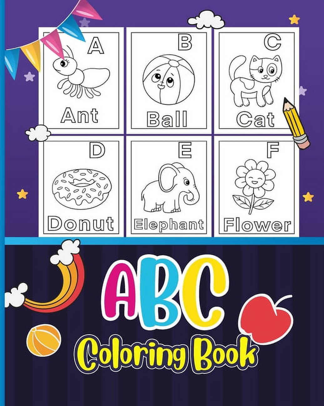 ABC Coloring Book for 3-5 Ages: Animals, Birds, Vehicles, Fruits, Toys ...
