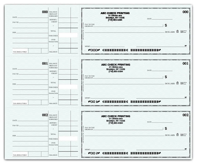 ABC Compact Size Checks, 3-on-a-page with Side-tear Vouchers, Blue ...