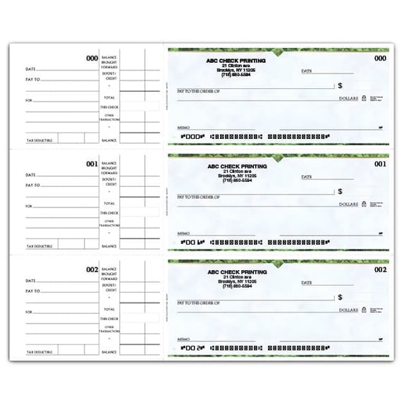 ABC Compact Size Checks, 3-on-a-page with side-tear vouchers (Gentry ...