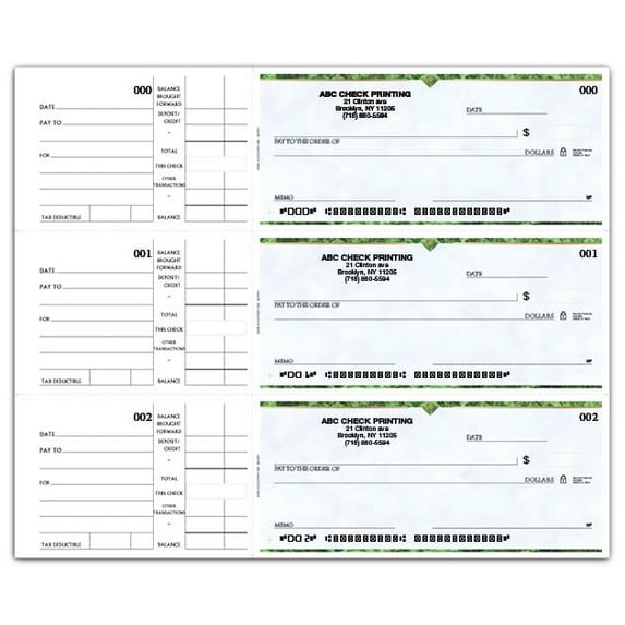 ABC Compact Size Checks, 3-On-A-Page with Side-Tear Vouchers (Gentry ...