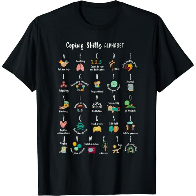 ABC Coping Skills Alphabet Self Care Mental Health Awareness T-Shirt ...