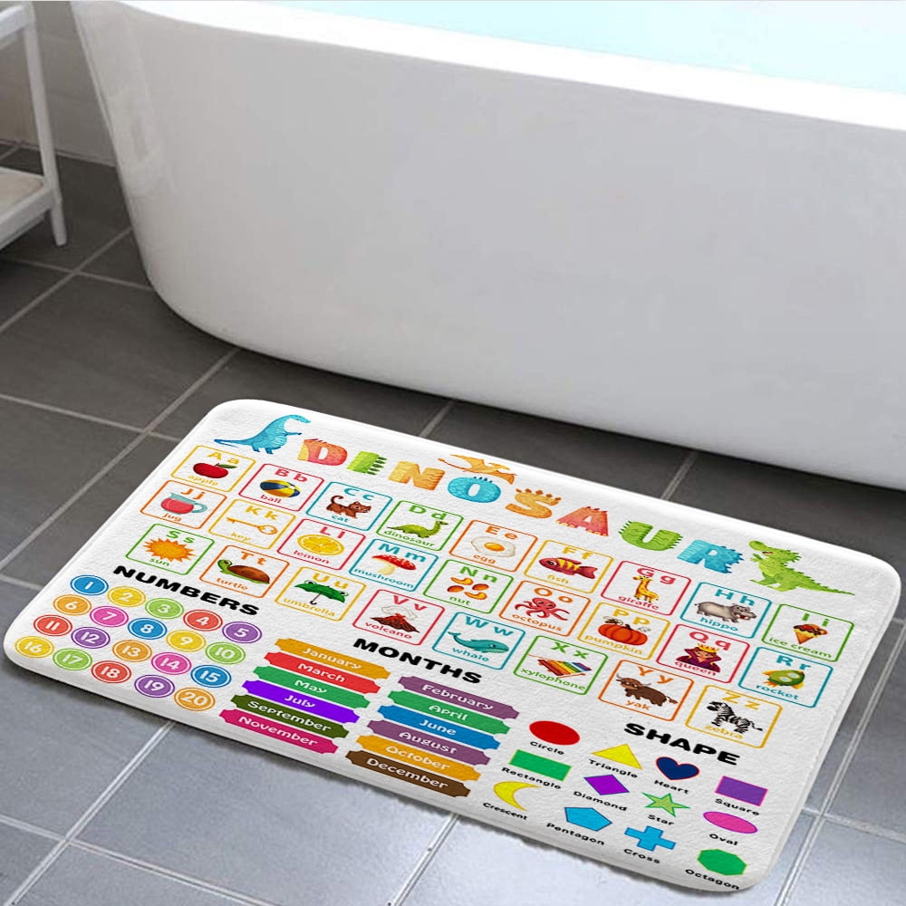 ABC Educational Funny Kids Bath Rugs for Bathroom, Cartoon Animal ...