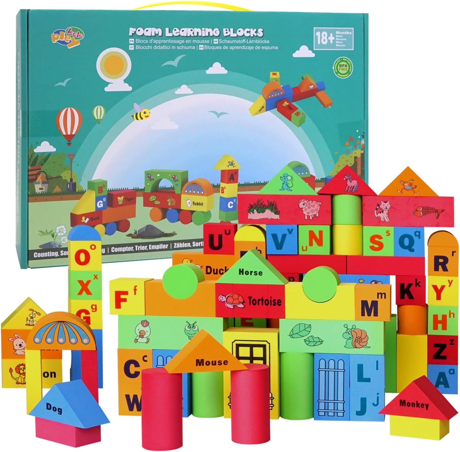 ABC Foam Learning Blocks for 2 3 4 Years Old Toddler, Alphabet Letters ...