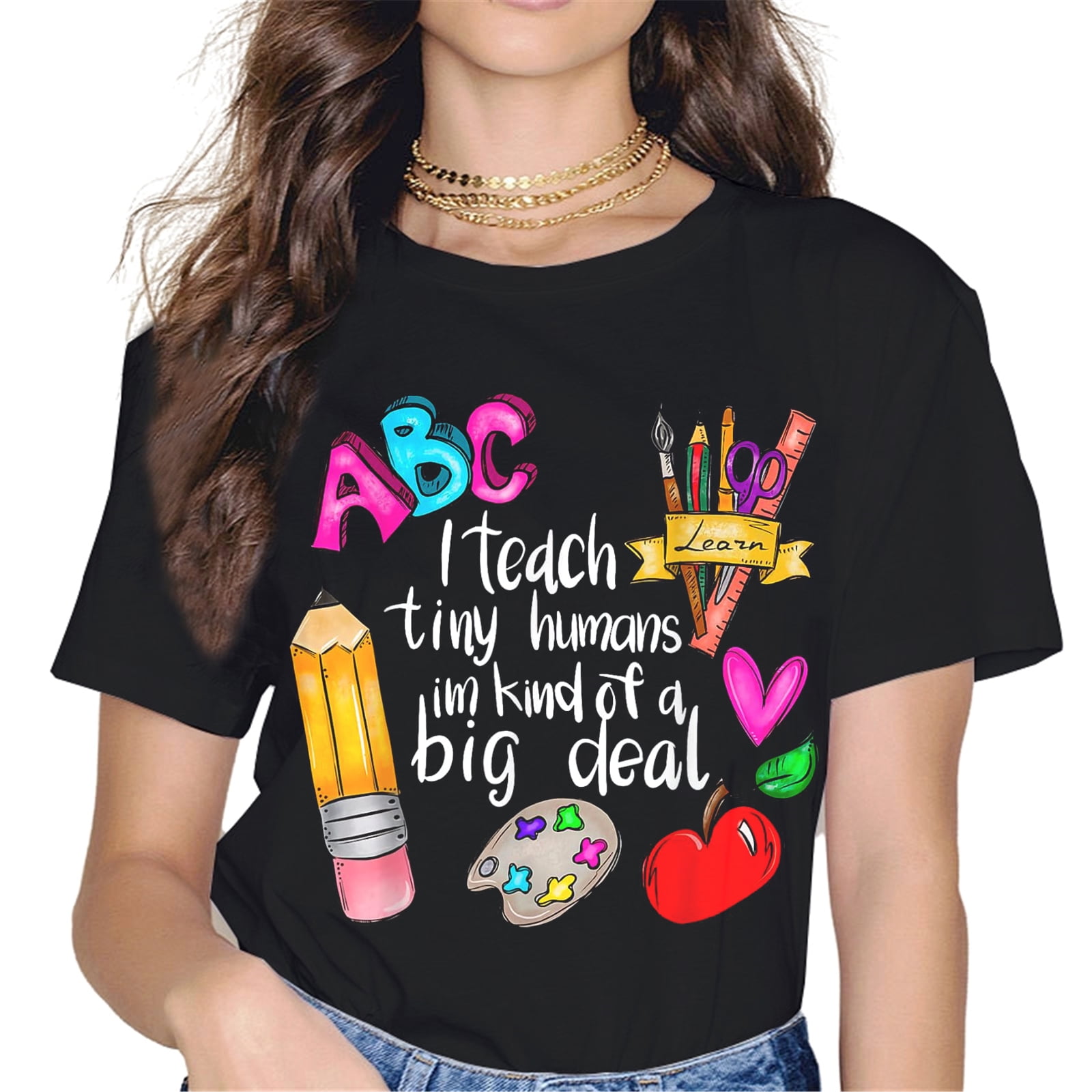 ABC I Teach tiny humans im kind of a big deal Black Short Sleeve ...
