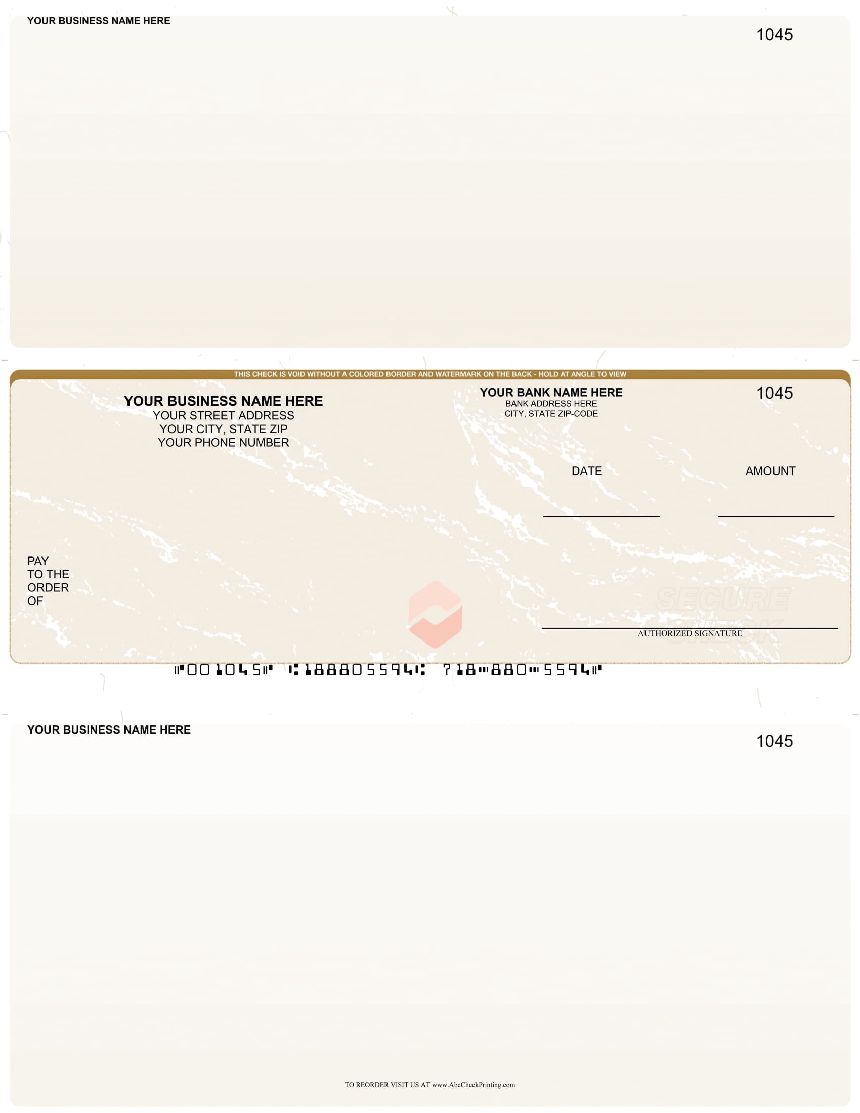 Abc Laser Business Checks – Checks in the Middle, Marble Gold, 500 ...