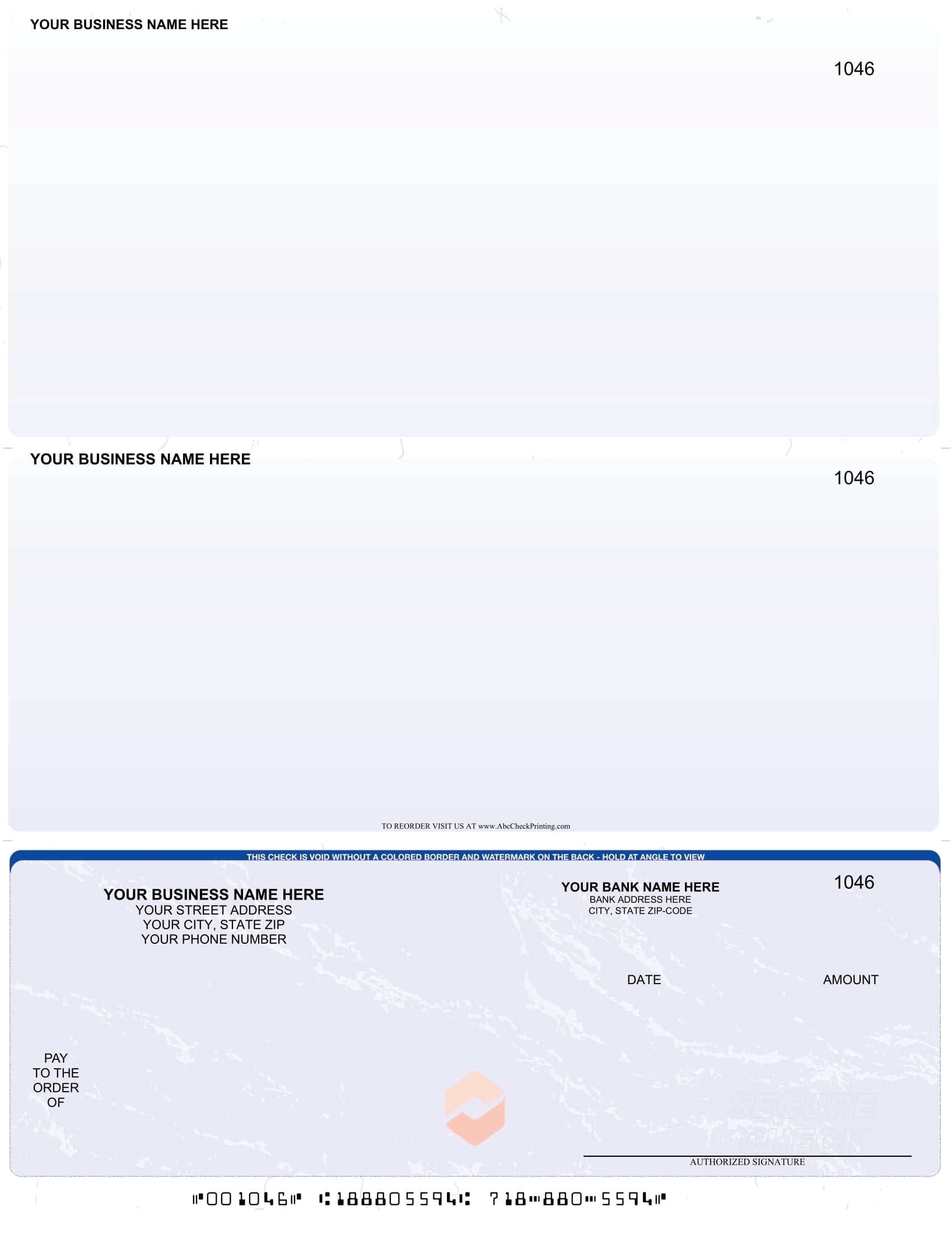 Abc Laser Business Checks, Checks on Bottom, Marble Blue, 250 Count ...