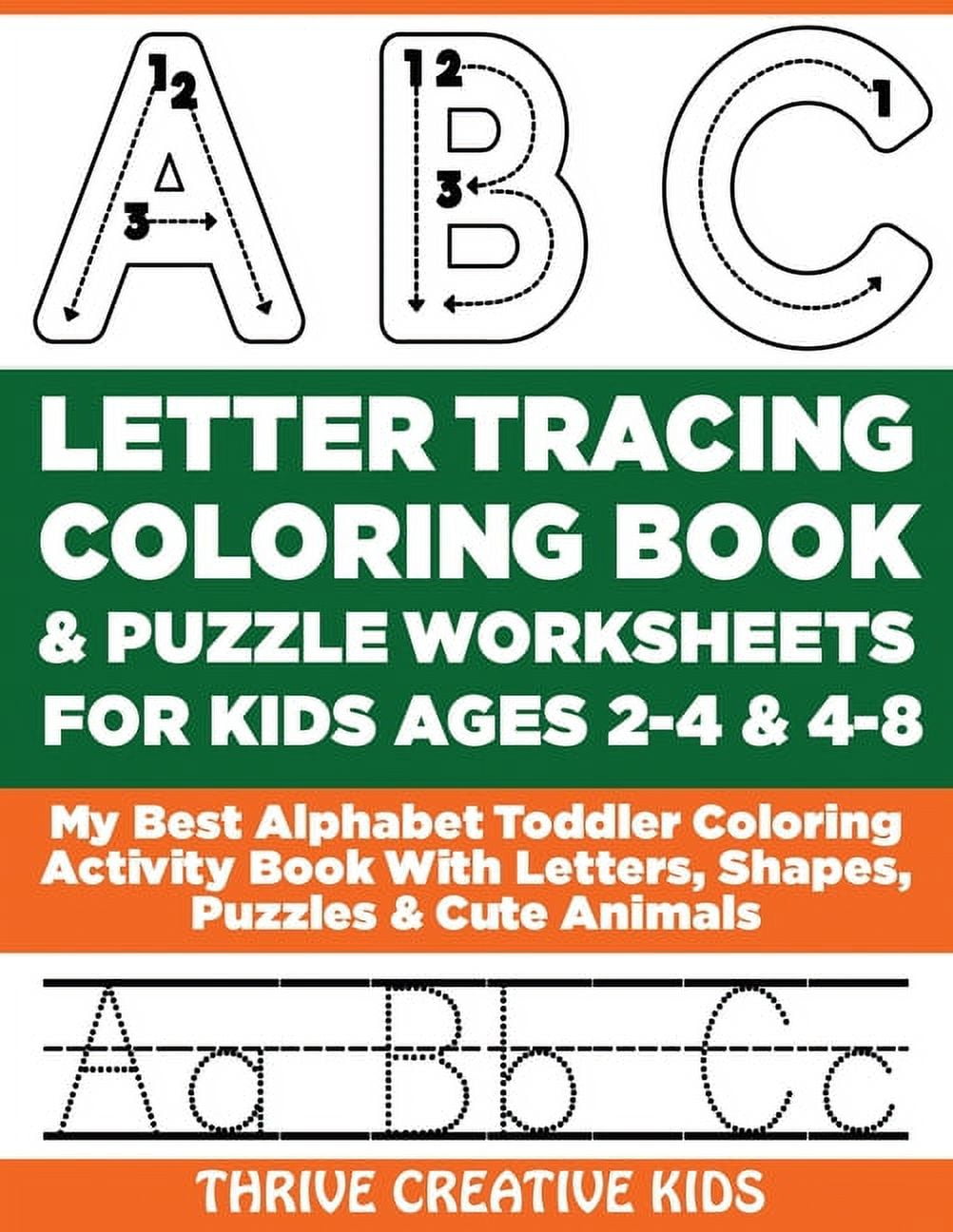 ABC Letter Tracing Coloring Book & Puzzle Worksheets For Kids Ages 2-4 ...