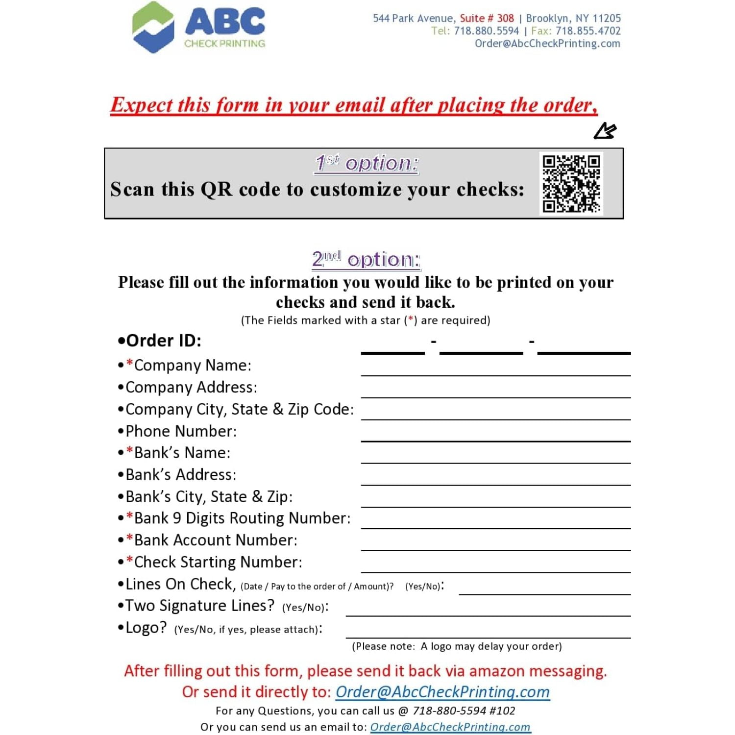 ABC Manual Checks for Business 3 on a Page with Stub Voucher, 100 ...