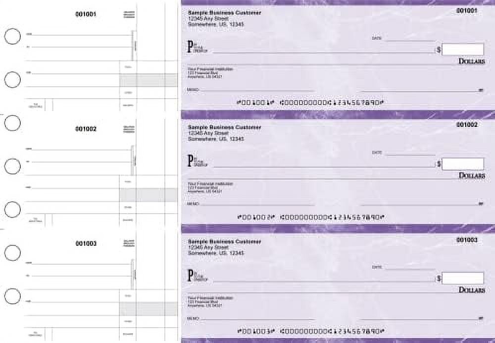 ABC Manual Checks for Business 3 on a Page with Stub Voucher, 100 ...