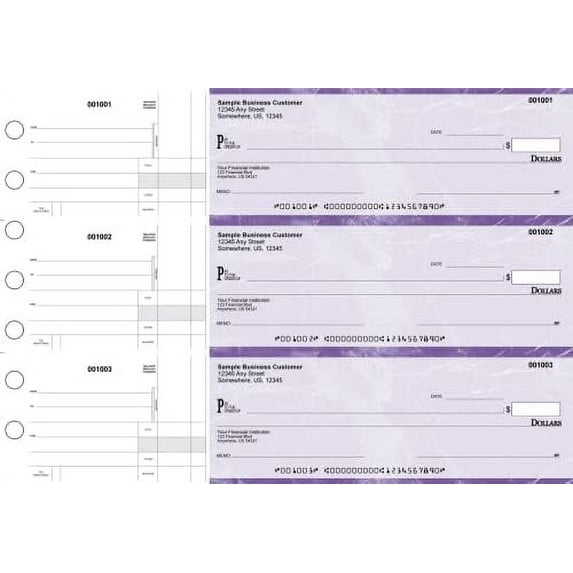 ABC Manual Checks for Business 3 on a Page with Stub Voucher, 100 ...