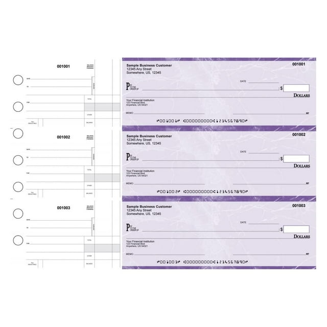 ABC Manual Checks for Business 3 on a Page with Stub Voucher, 100 ...