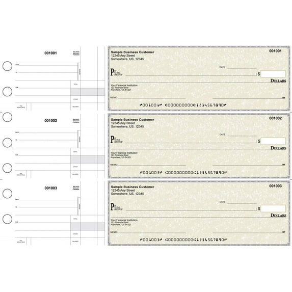 ABC Manual Checks for Business 3 on a Page with Stub Voucher, 250 ...