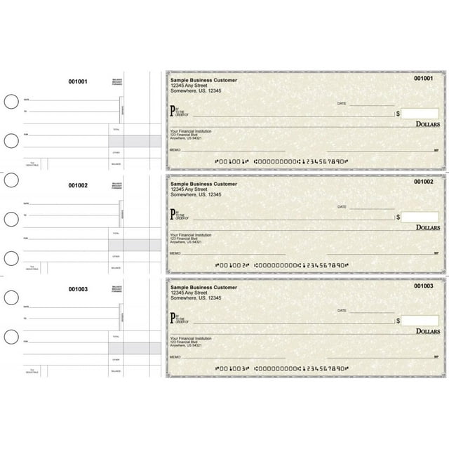 ABC Manual Checks for Business 3 on a Page with Stub Voucher, 250 ...