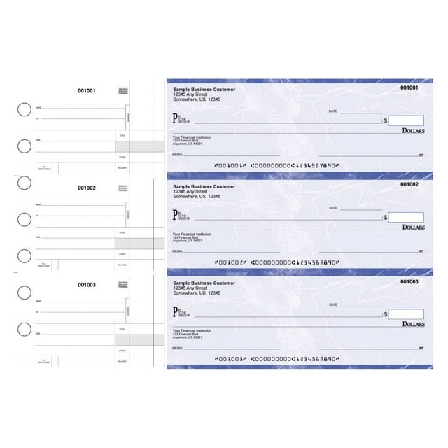 ABC Manual Checks for Business 3 on a Page with Stub Voucher, 500 ...