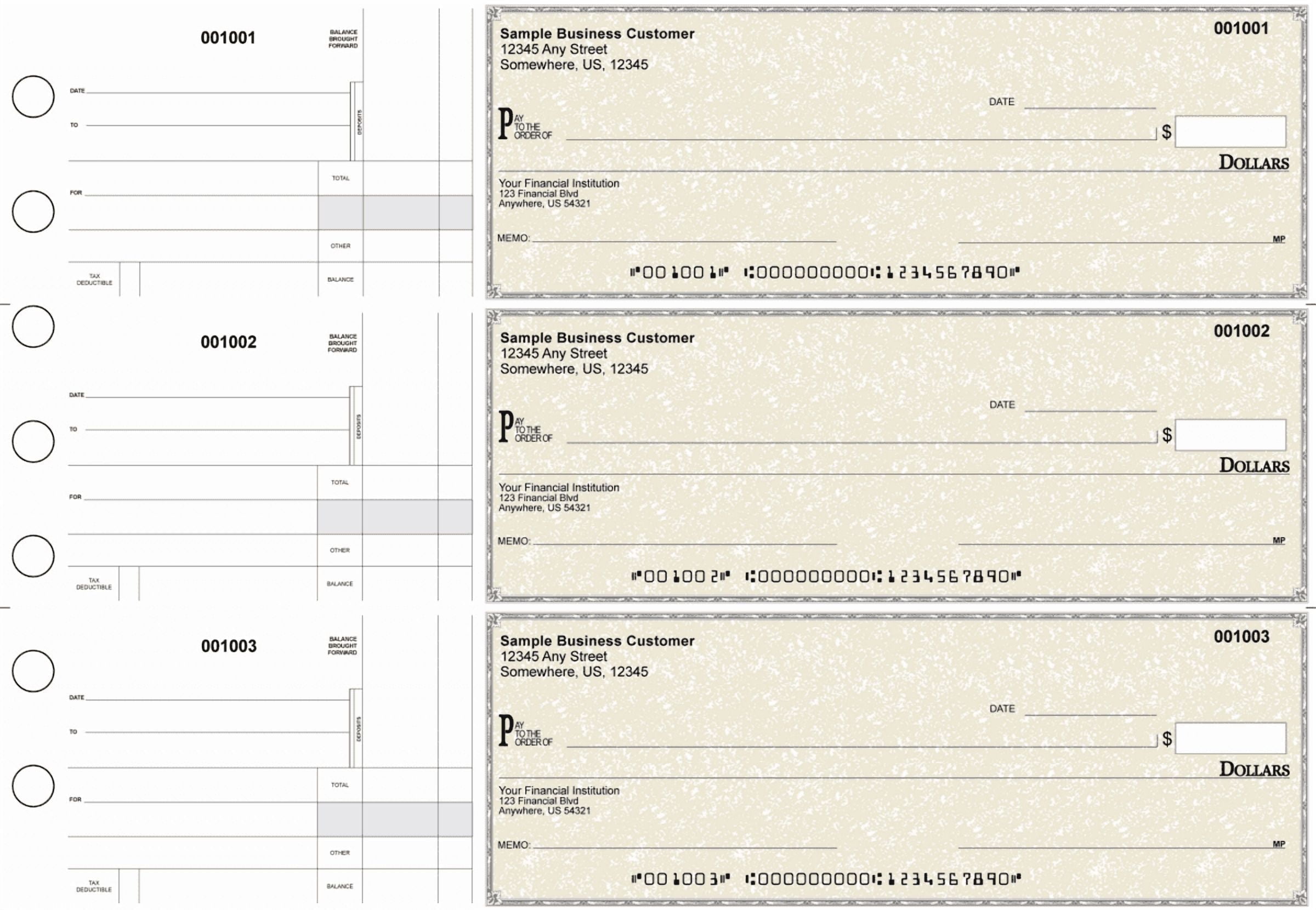 ABC Manual Business Checks, 3-on-a-Page with Stub Voucher, Gold, 500 Count - Walmart.com