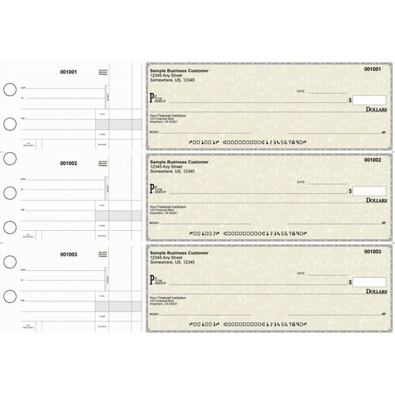 ABC Manual Business Checks, 3-on-a-Page with Stub Voucher, Gold, 500 ...