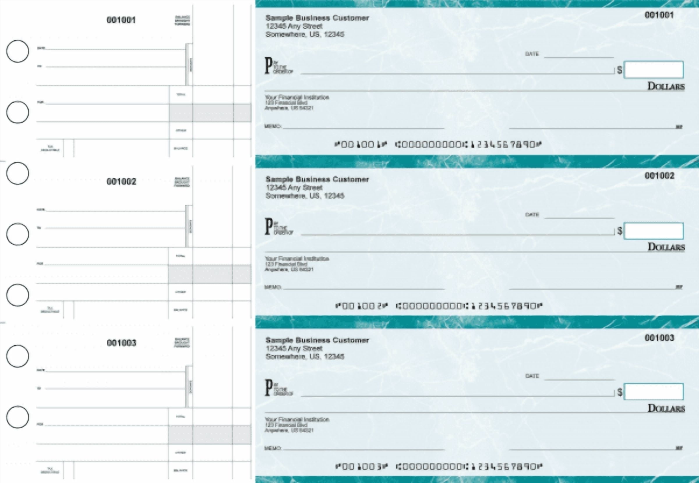 ABC Manual Business Checks, Standard 3-on-a-Page Format, Green, 1000 ...