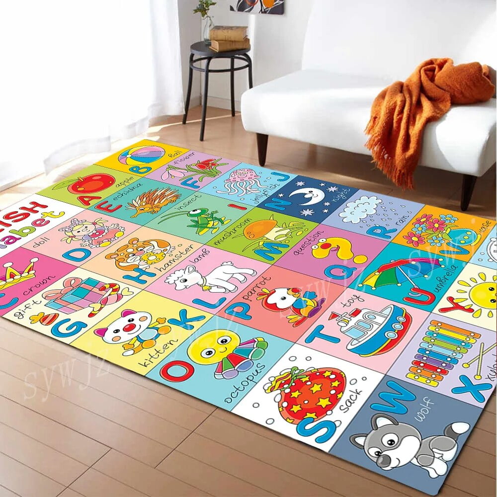 ABC Numbers Animals Educational Area Rug for Children Bedroom Playroom ...