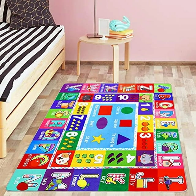 ABC Numbers Animals Educational Area Rug for Children Bedroom Playroom ...