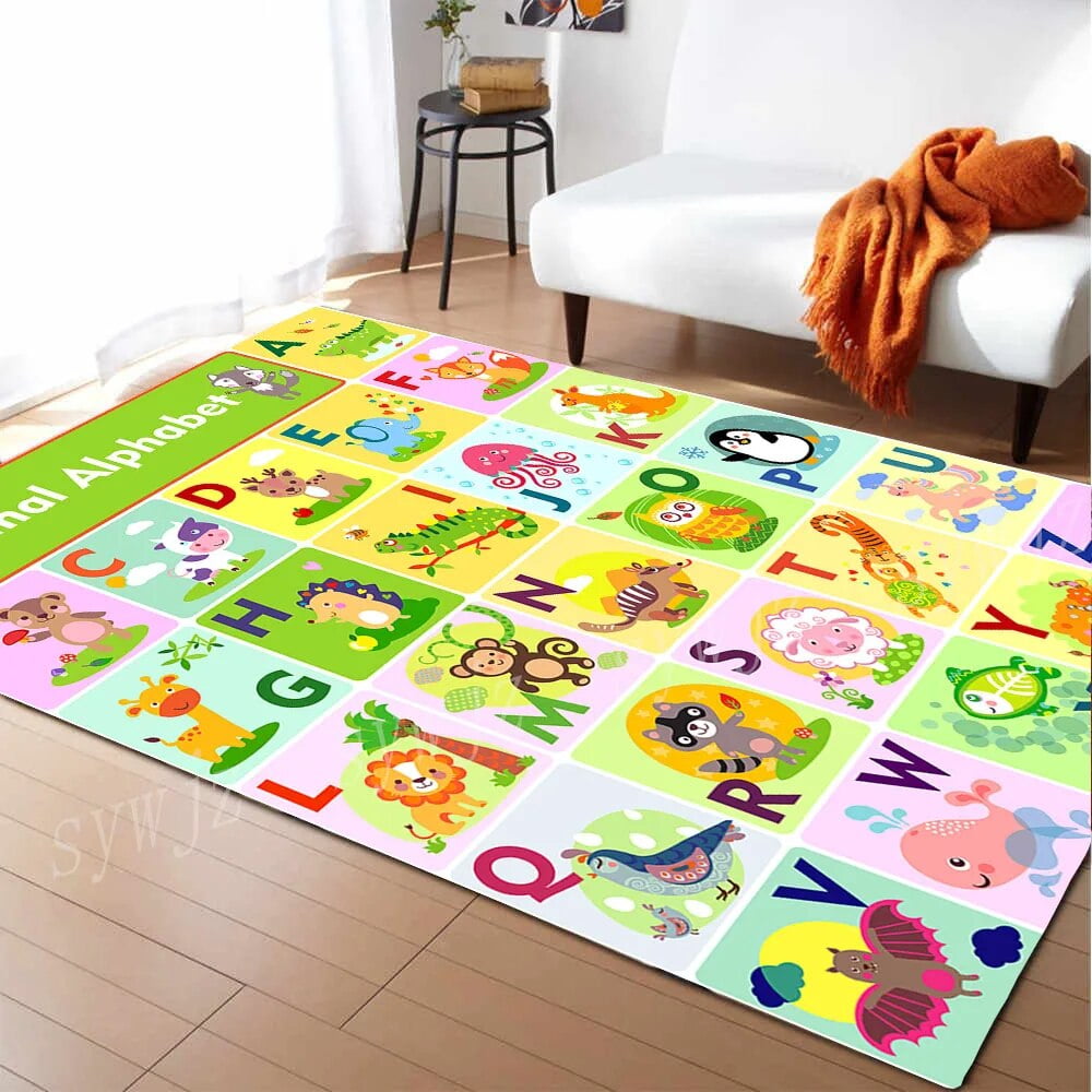ABC Numbers Animals Educational Area Rug for Children Bedroom Playroom ...