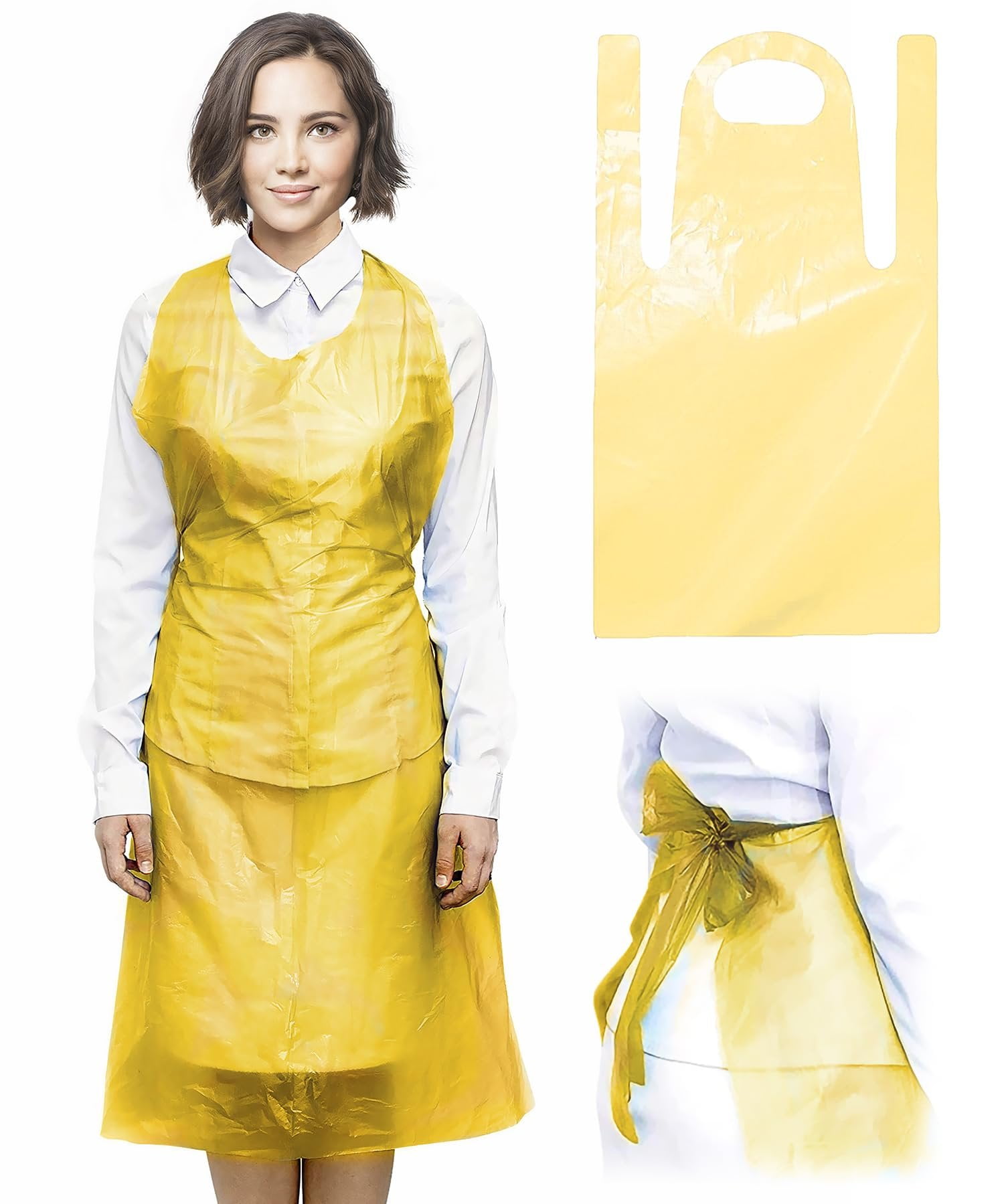 1000 Pack Yellow PE Aprons 28 x 46 inches 1 Mil Disposable Polyethylene ...
