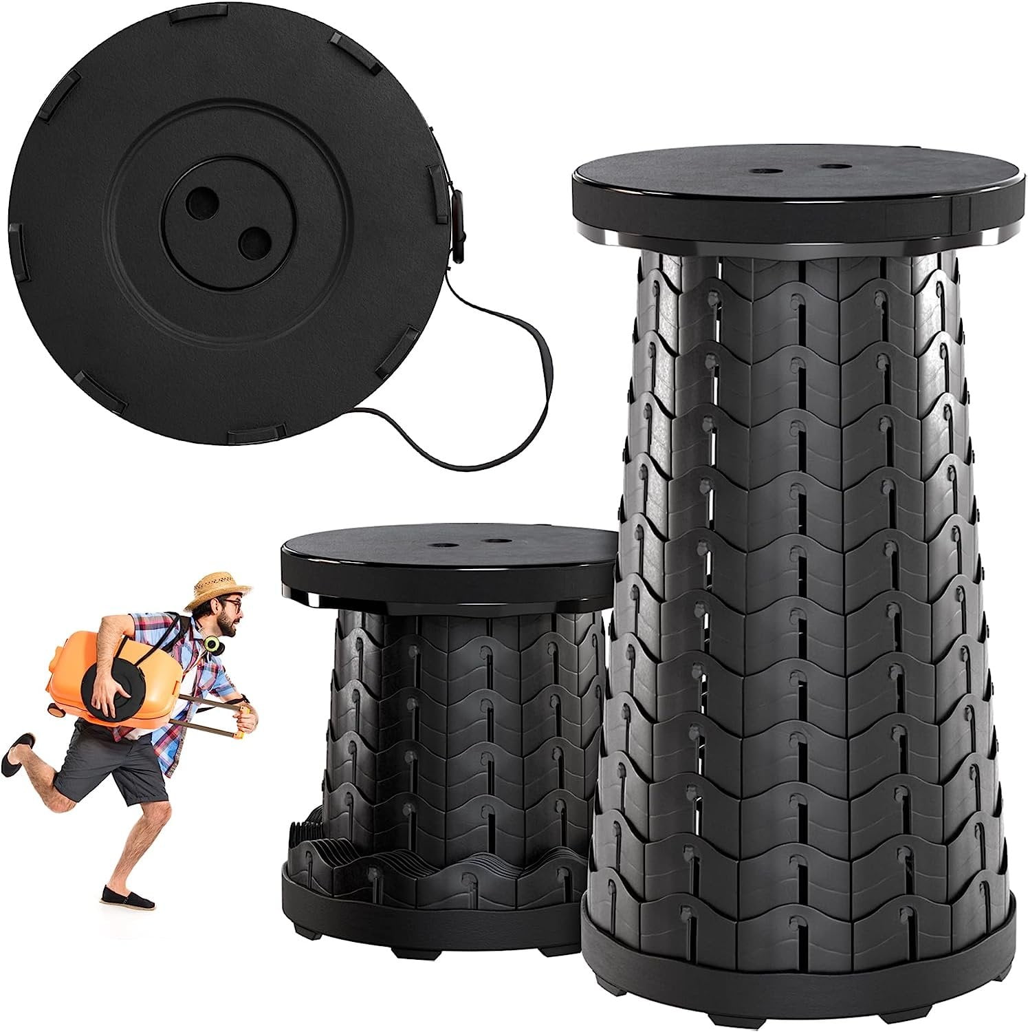 ABC Portable Collapsible Stool for Adults. Black Collapsible ...