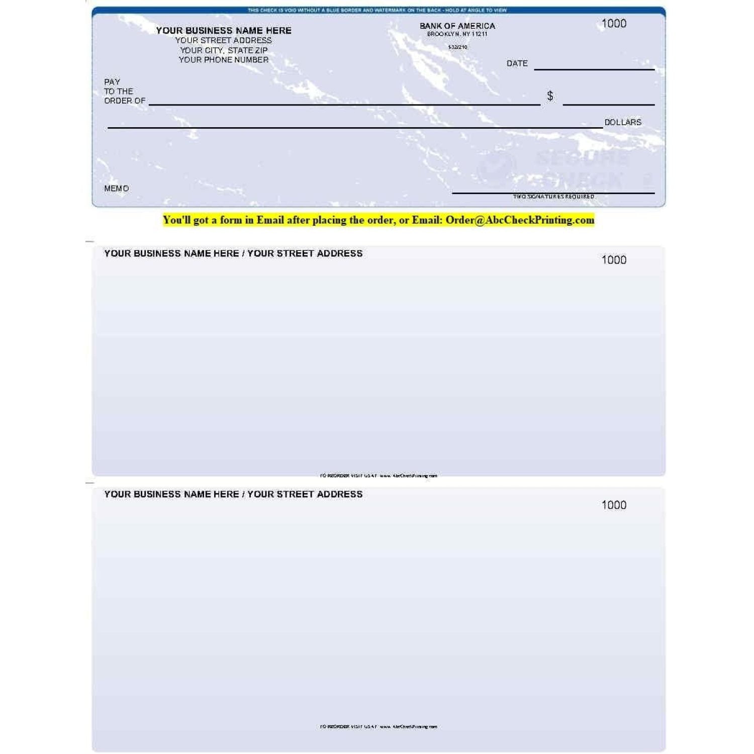 ABC Printed Business Checks Compatible w/QuickBooks on Top, Blue Marble ...