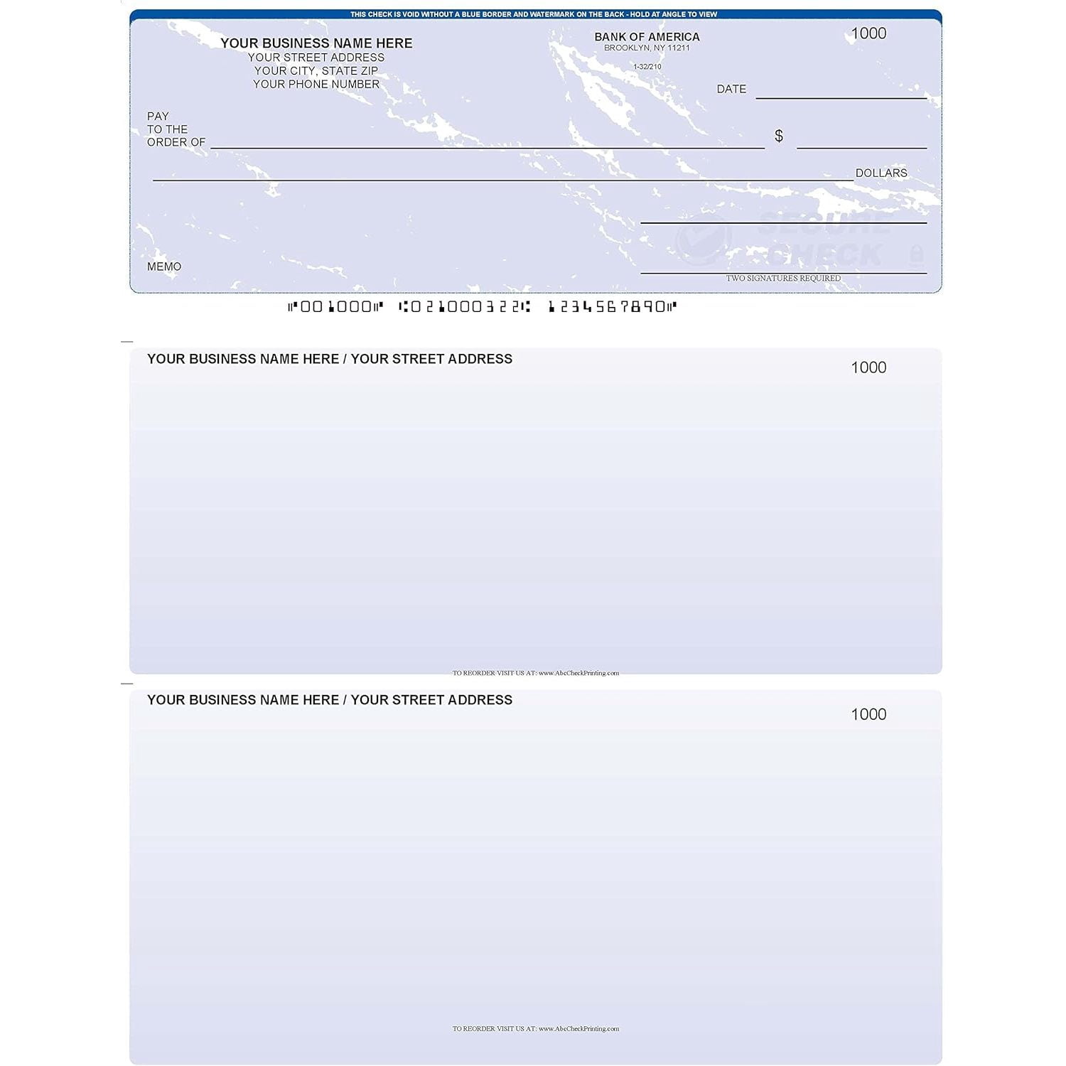 ABC Printed Business Checks Compatible w/QuickBooks on Top, Blue Marble ...