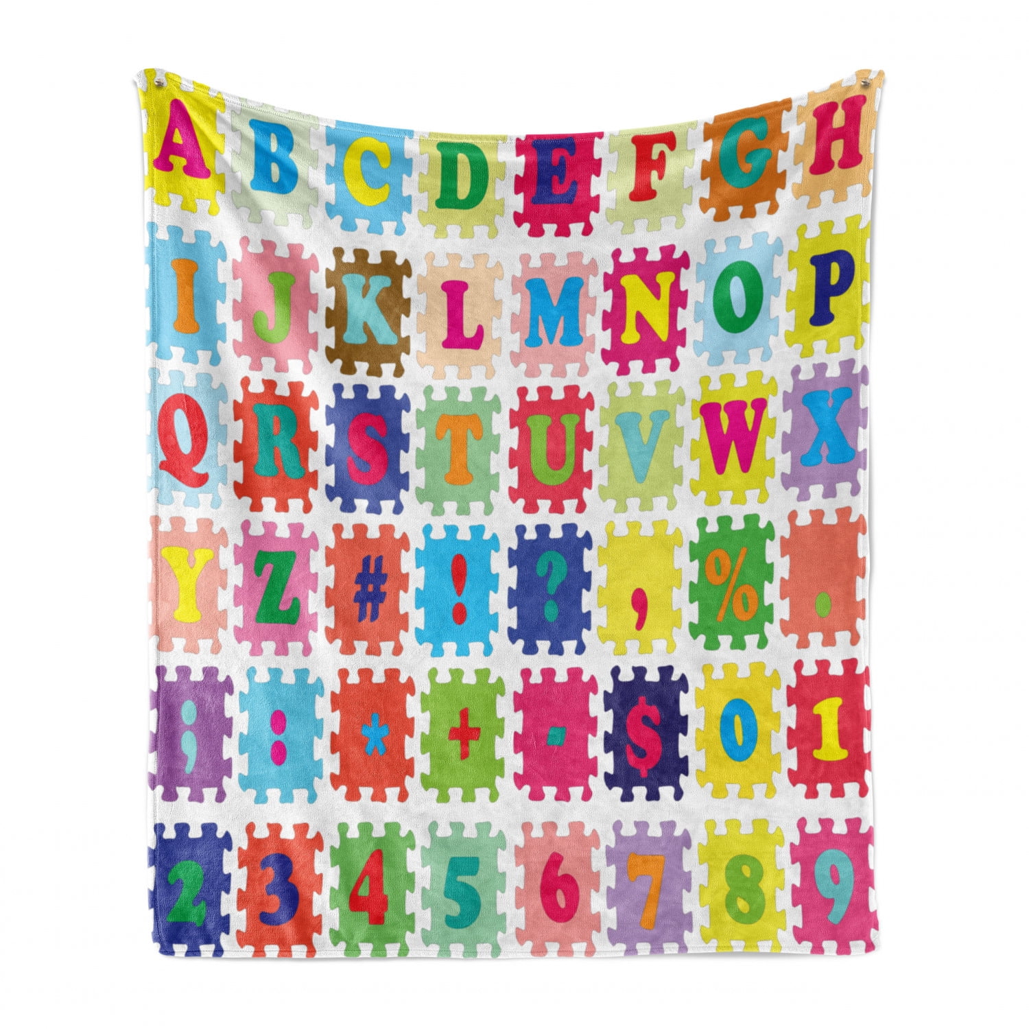 ABC Puzzle Soft Flannel Fleece Throw Blanket, Alphabet Numbers and in a ...